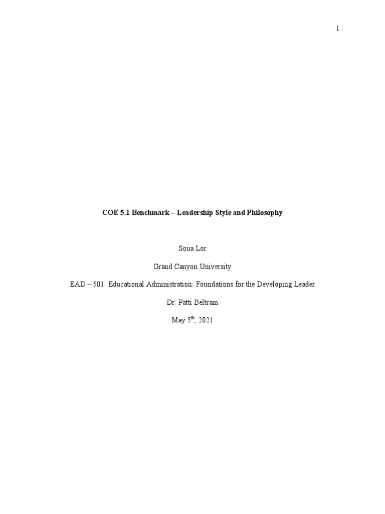 Soua Lor - Official 501 5 Benchmark Leadership Style and Philosophy ...