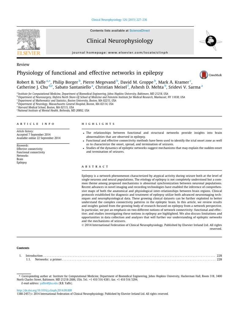 Physiology of Functional and Effective Networks in Epilepsy | PDF ...