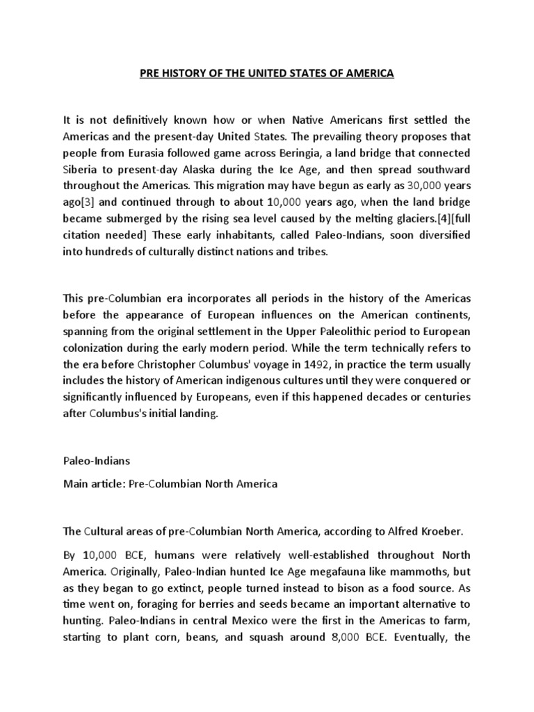 Pre History of The United States of America | PDF | Pre Columbian Era ...