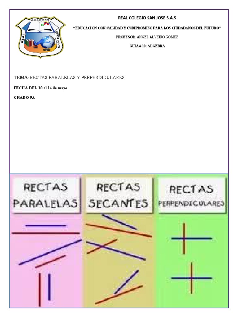 Rectas Paralelas y Perpendiculares | PDF | Línea (geometría ...