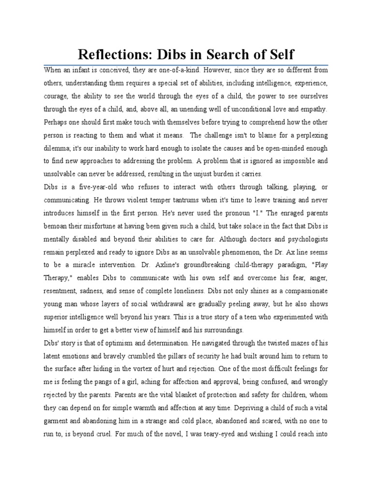 Reflections: Dibs in Search of Self | PDF | Psychology | Behavioural Sciences