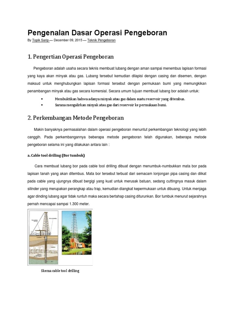 Metode Pengeboran: Cable dan Rotary | PDF