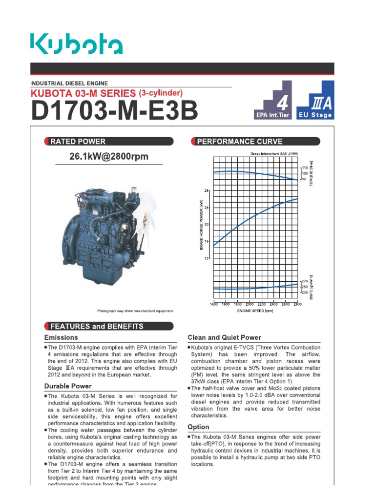 Kubota Diesel Engine D1703-M-E3B | PDF