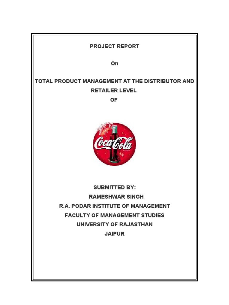 Coca Cola Report | PDF | The Coca Cola Company | Water Purification