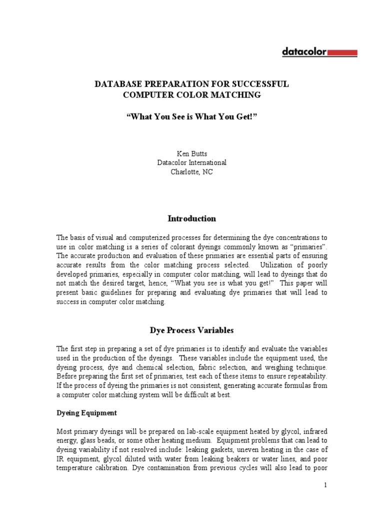Primary Data Series Preparation | PDF | Dye | Nature
