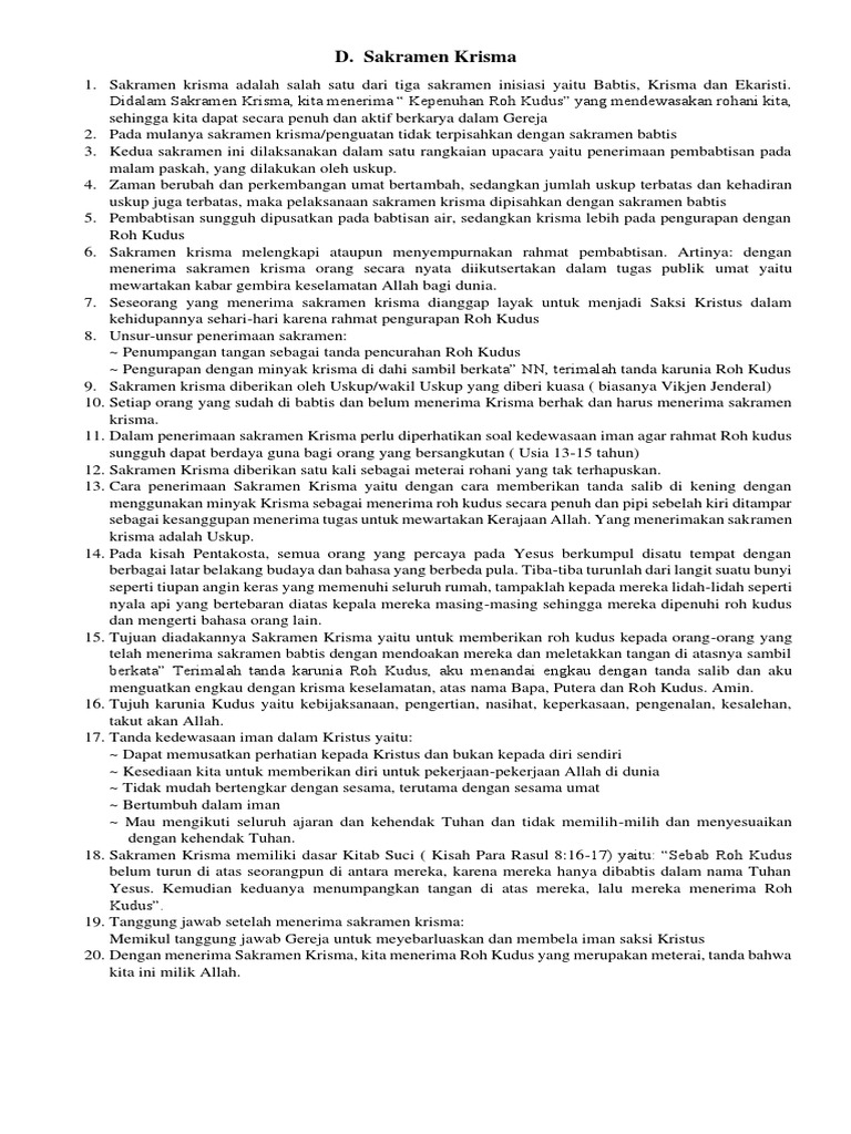Pelajaran 16 Sakramen Krisma | PDF | Agama & Spiritualitas