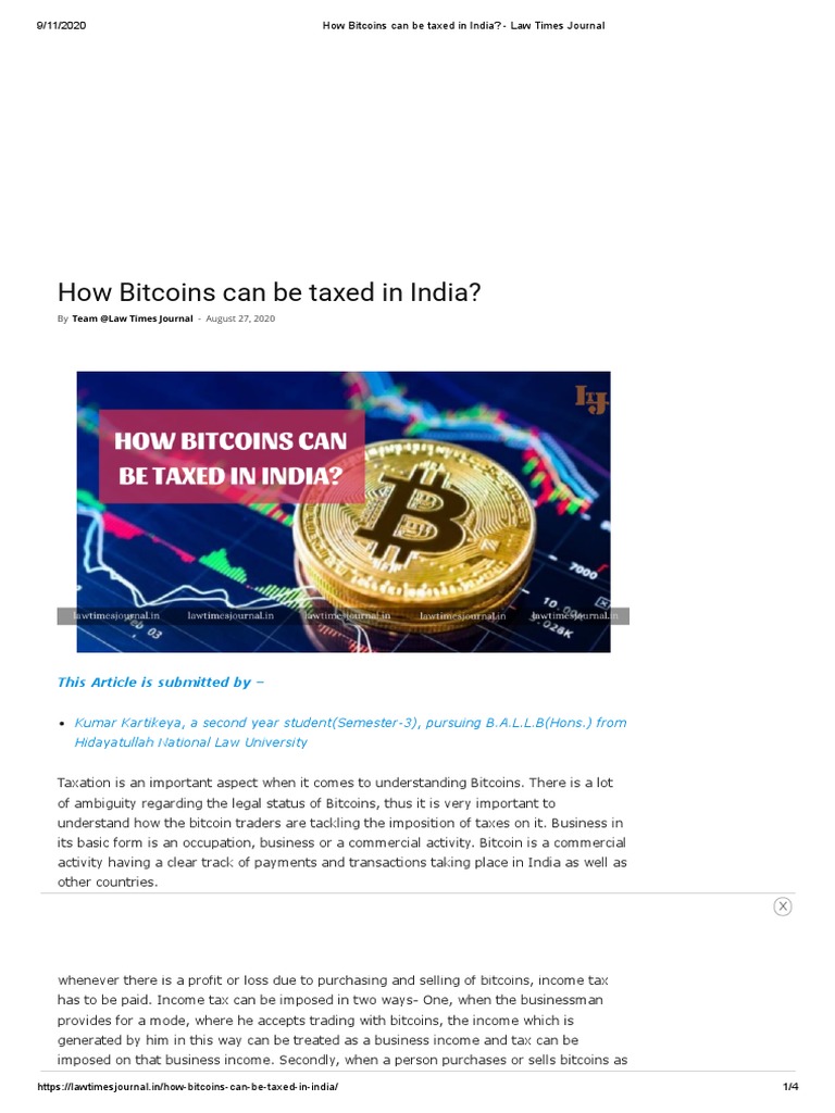 How Bitcoins Can Be Taxed in India - Law Times Journal | PDF ...