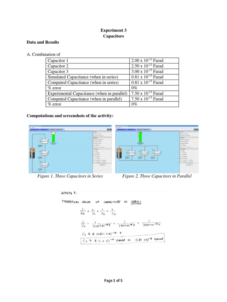 Bce624 Virtual Experiment 3 - Capacitors | PDF | Capacitance | Capacitor