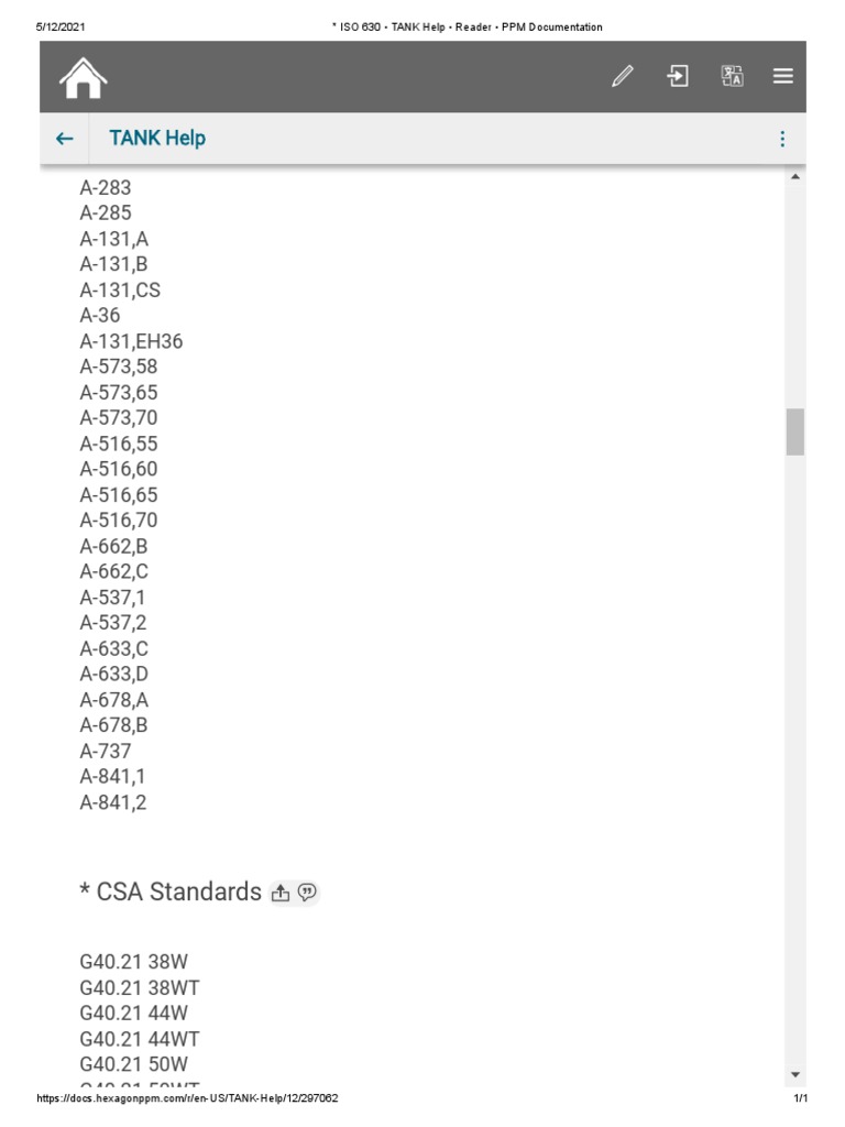 ISO 630 - TANK Help - Reader - PPM Documentation | PDF
