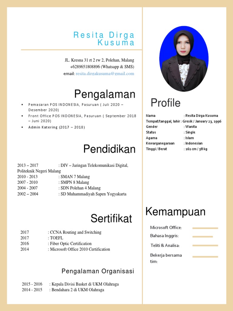 CV. Resita Dirga K (Calon HD) | PDF