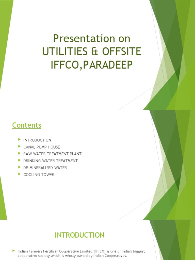 Presentation On Utilities & Offsite Iffco, Paradeep | PDF | Water ...