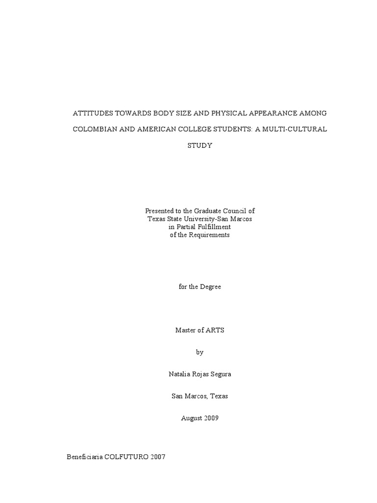 Body - Thesis | PDF | Body Image | Eating Disorder