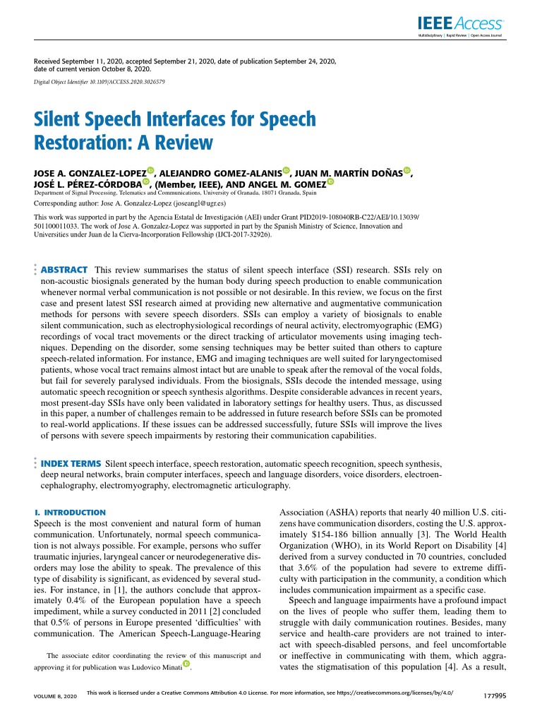 09205294-Silent Speech Interface (Topic-3) | PDF | Aphasia | Speech ...