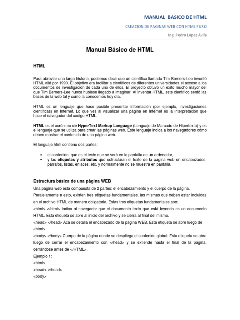 Manual Básico de HTML | PDF | HTML | Hipervínculo