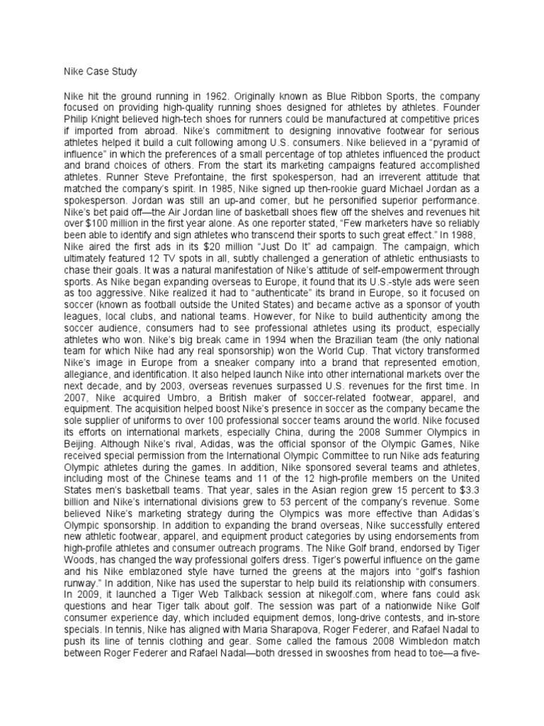Nike Case Study | PDF | Nike | Advertising