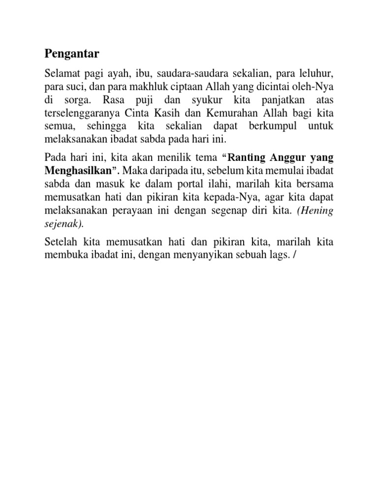 Teks Ibadat Sabda 2021 (19) Biasa | PDF