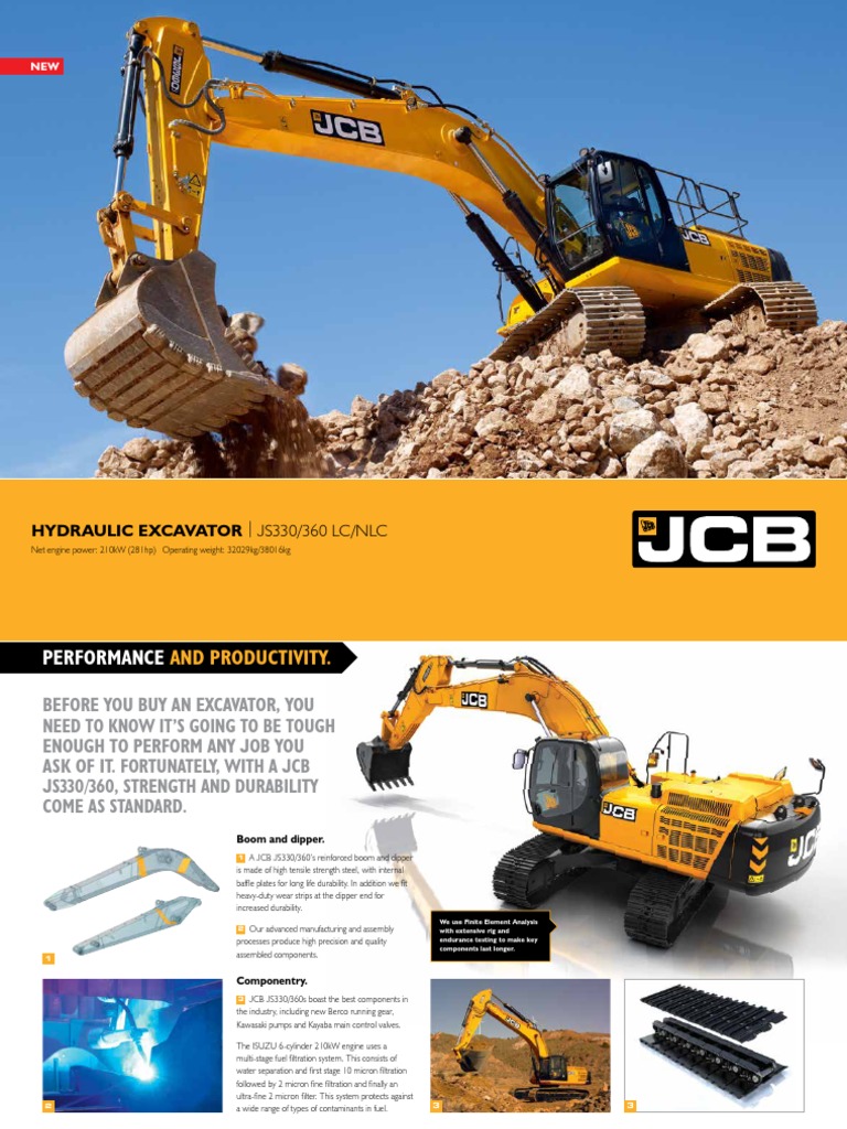 JS330/360 LC/NLC: Hydraulic Excavator | PDF | Pump | Piston