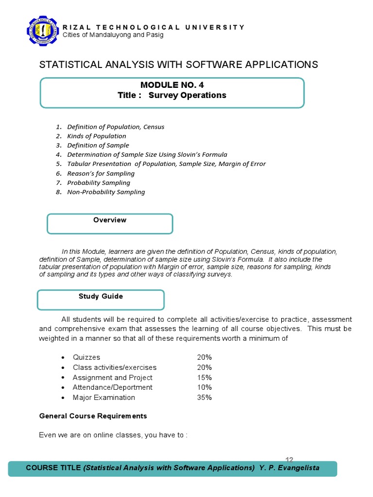 Statistical Analysis With Software Applications: Module No. 4 Title ...