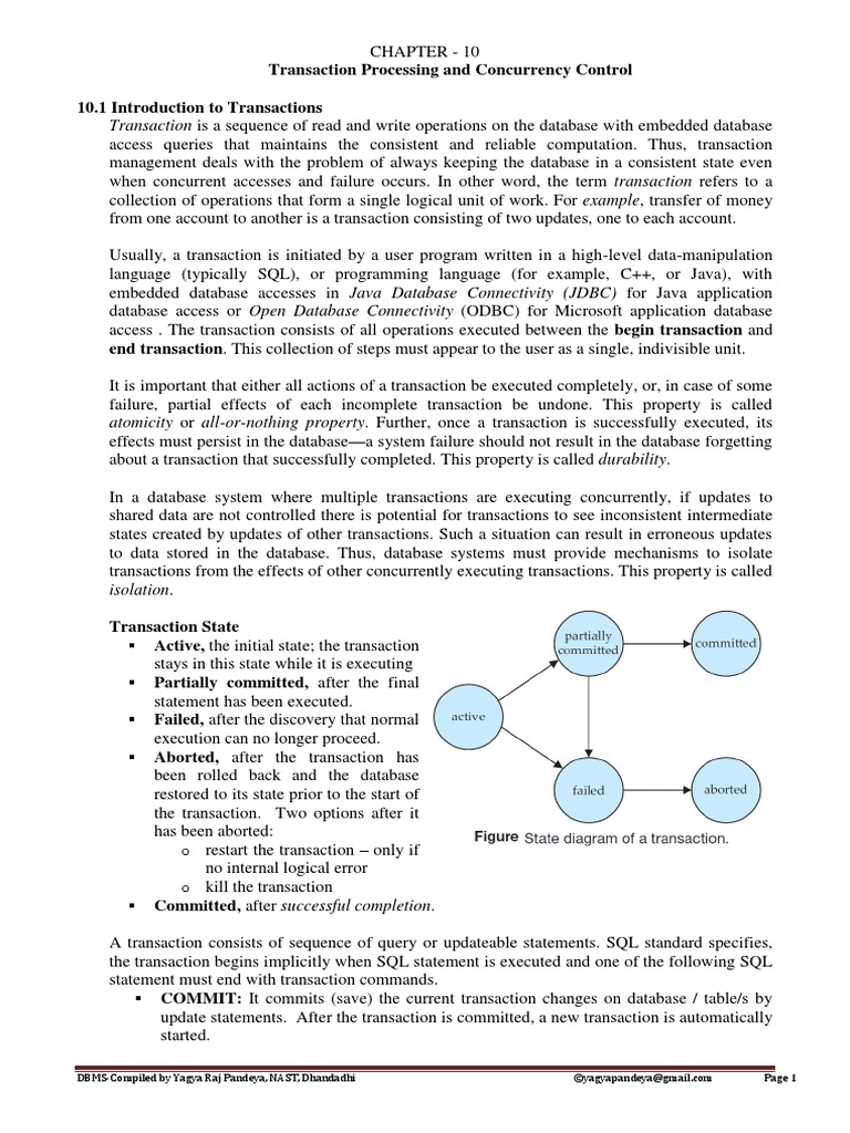 Transaction Processing And Concurrency Control Pdf Database Transaction Databases