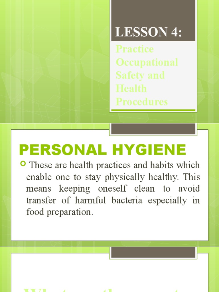 Lesson 4:: Practice Occupational Safety and Health Procedures | PDF ...