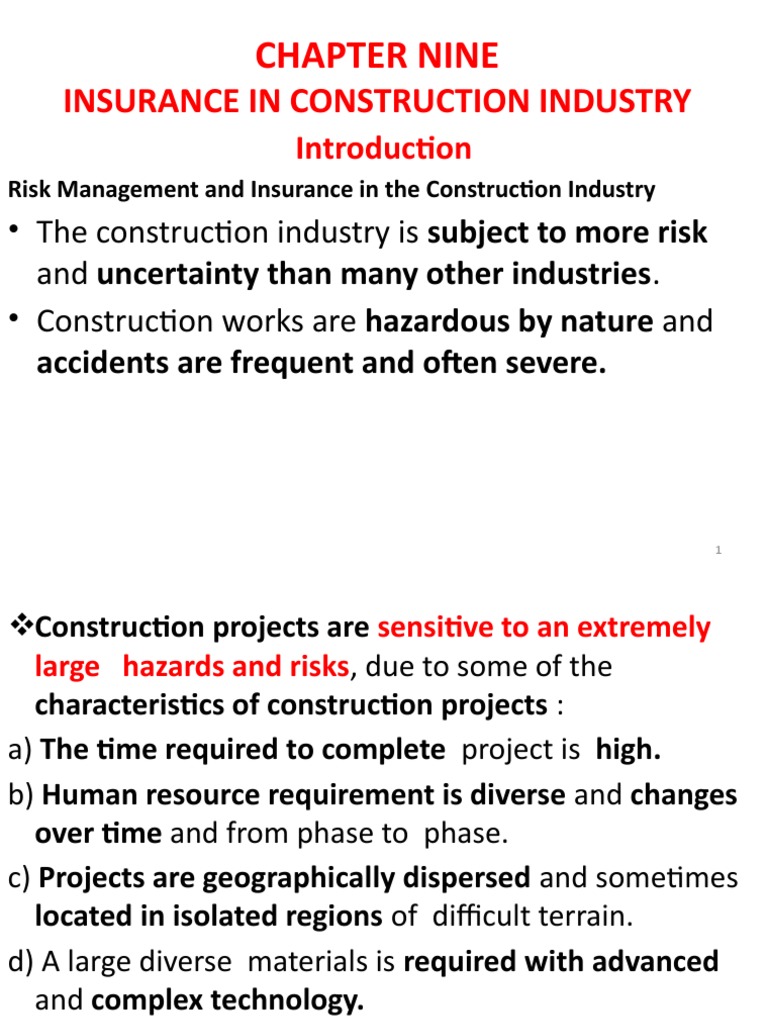 Chapter Nine: Insurance in Construction Industry | PDF | Liability ...