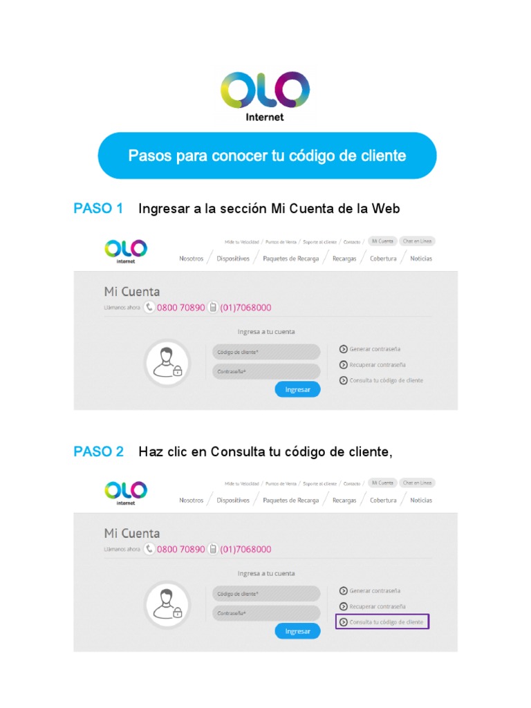 Pasos para Conocer Tu Codigo de Cliente | PDF