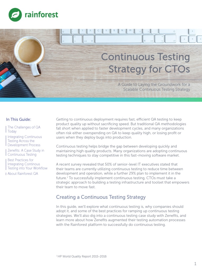 Continuous Testing Strategy | PDF | Software Testing | Outsourcing