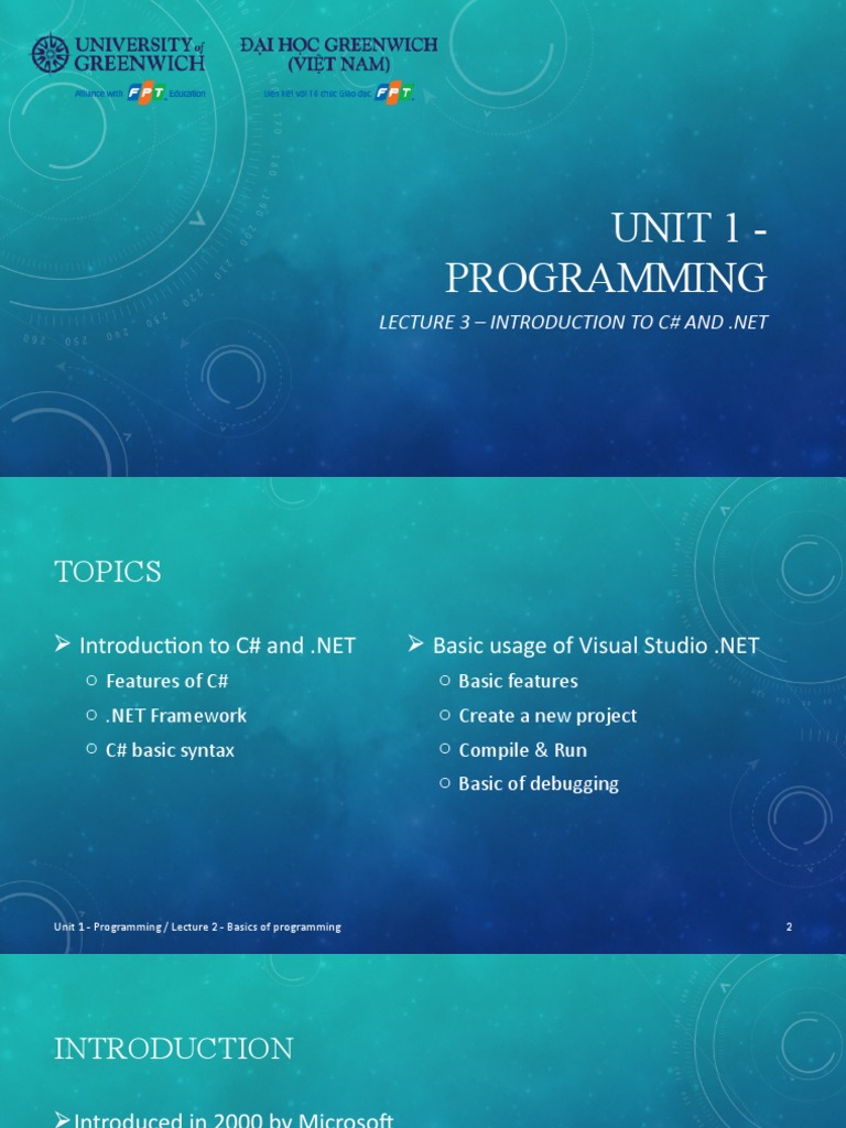 Lecture 3 Introduction To C And Pdf C Sharp Programming Language Class Computer