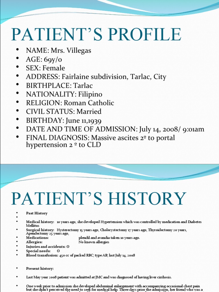 Patient Profile: Mrs. Villegas, 69 y/o | PDF