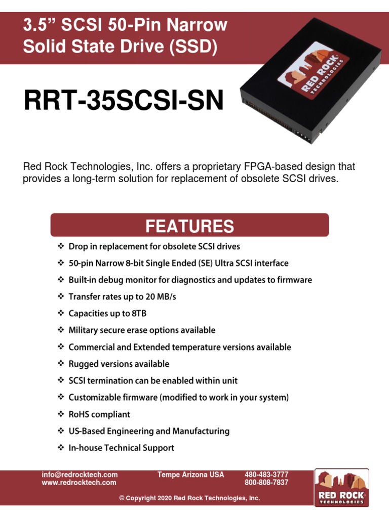 Rrt-35Scsi-Sn: 3.5" SCSI 50-Pin Narrow Solid State Drive (SSD) | PDF ...