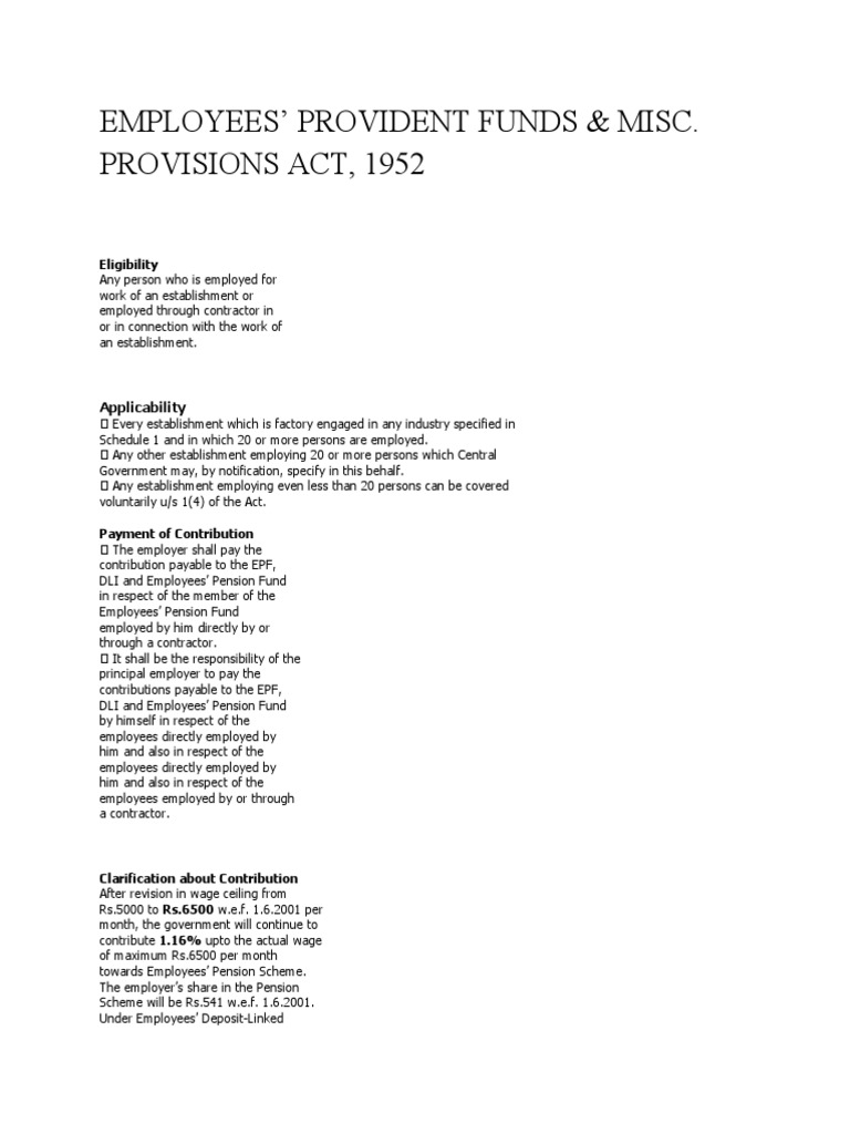 EPF Act: Wage Limit and Contributions | PDF | Employment | Pension
