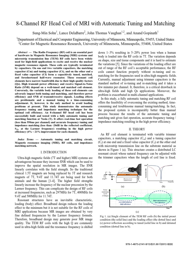 8-Channel RF Head Coil of MRI With Automatic Tuning and Matching | PDF ...