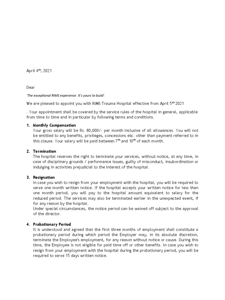 HR Offer Letter Final | PDF | Employee Relations | Employment