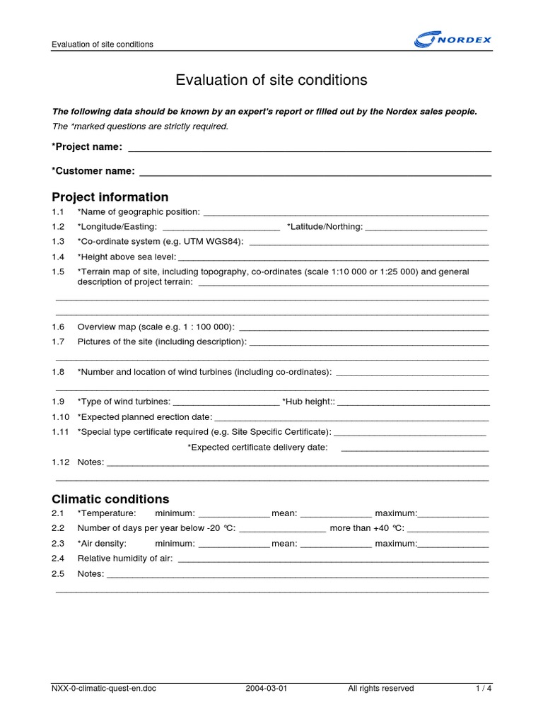 Checklist NORDEX | PDF | Wind Speed | Wound
