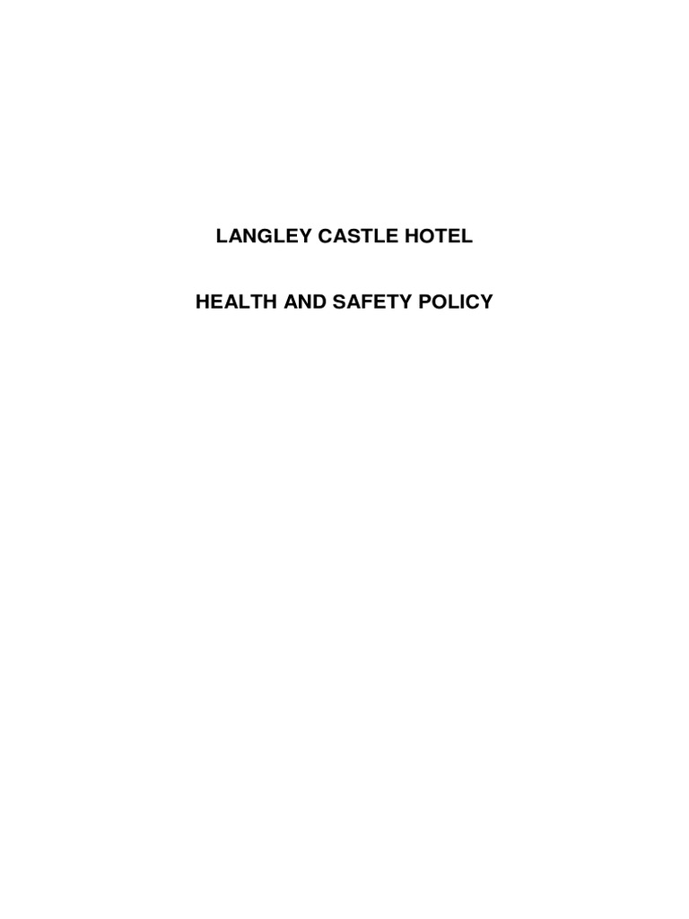 A Comprehensive Health and Safety Policy for Langley Castle Hotel ...