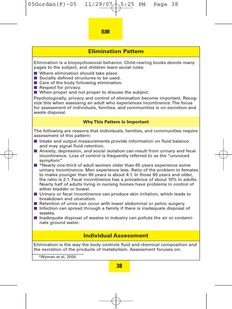 Elimination Pattern: Why This Pattern Is Important | PDF | Urinary ...