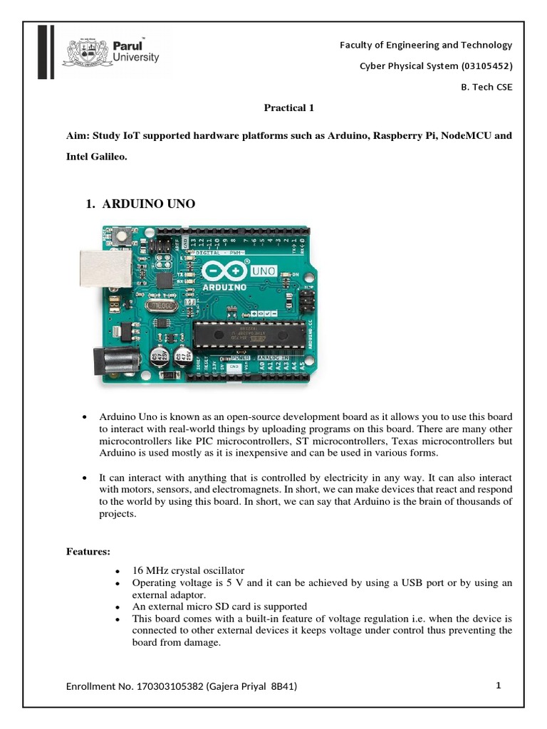Arduino Uno: Practical 1 | PDF | Raspberry Pi | System On A Chip