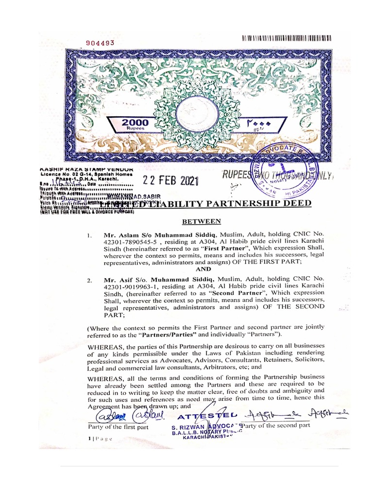 Partnership Deed - Template | PDF | Limited Liability Partnership | Law