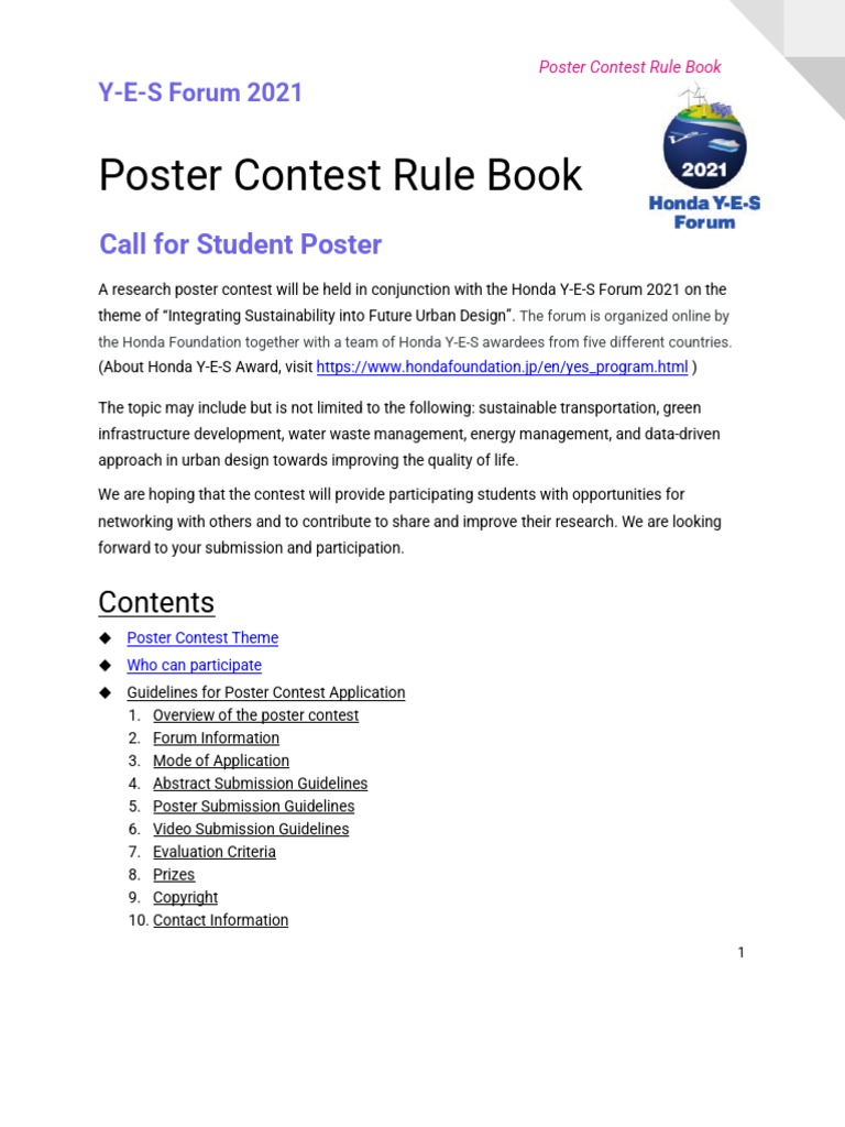 Poster Contest Rule Book - Final | PDF | Internet Forum | Abstract ...