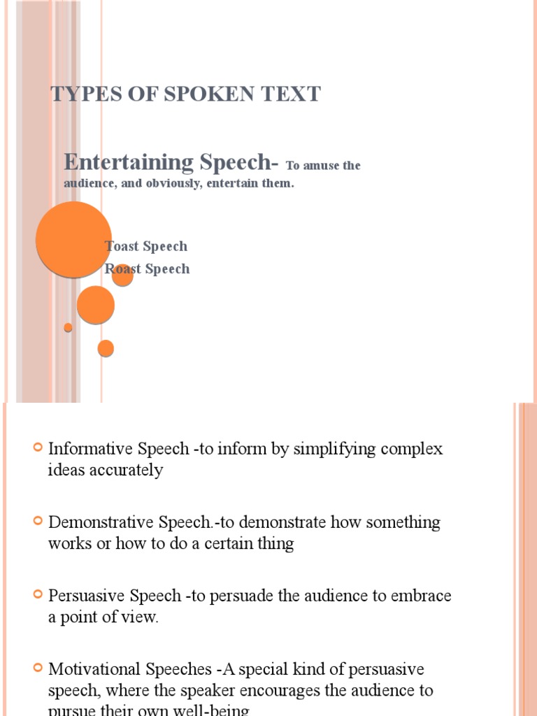Entertaining Speech-: Types of Spoken Text | PDF