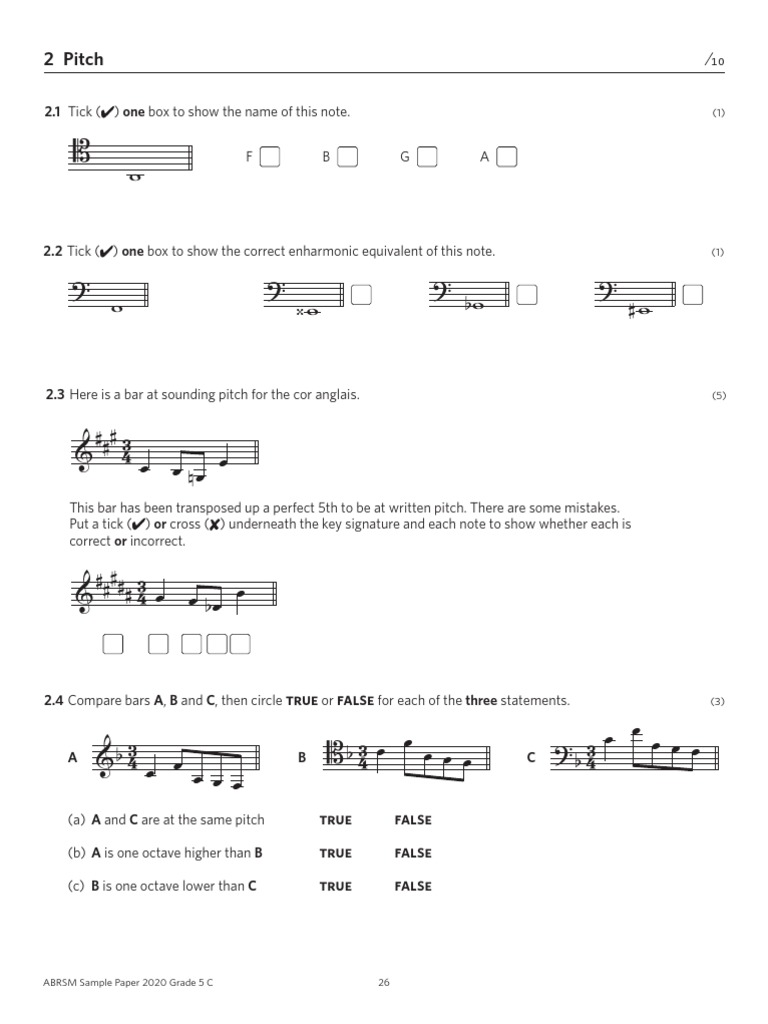 Music Theory Sample Papers g5 p26-1 | PDF | Pitch (Music) | Musicology