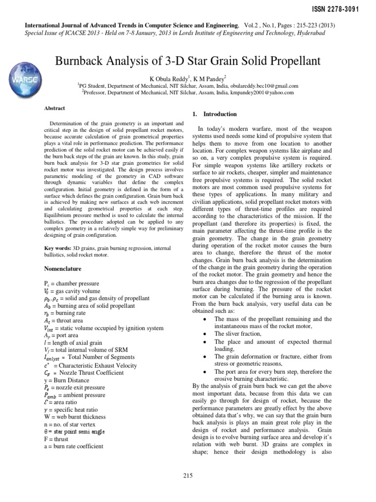 Burnback Analysis of 3 D Star Grain Soli | PDF | Rocket Engine | Rocket ...