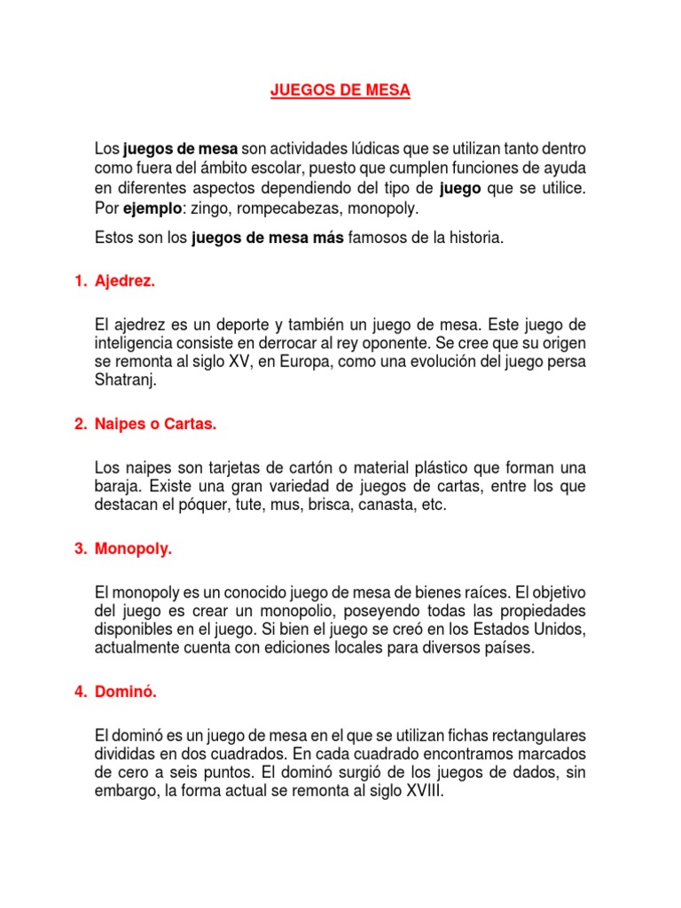 Deportes de Mesa | PDF