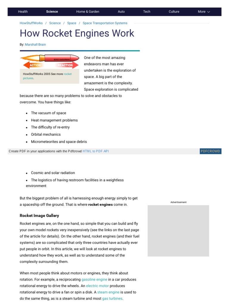 How Rocket Engines Work: Howstuffworks / Science / Space / Space ...