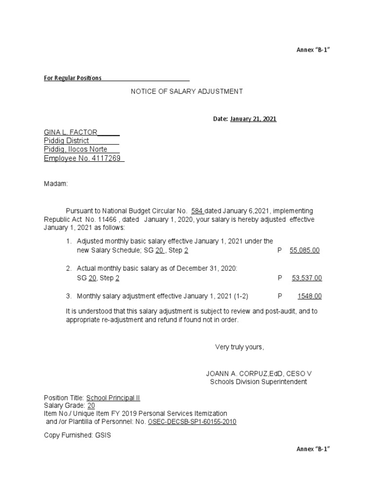 2021 Salary Adjustment Nosa | PDF | Business