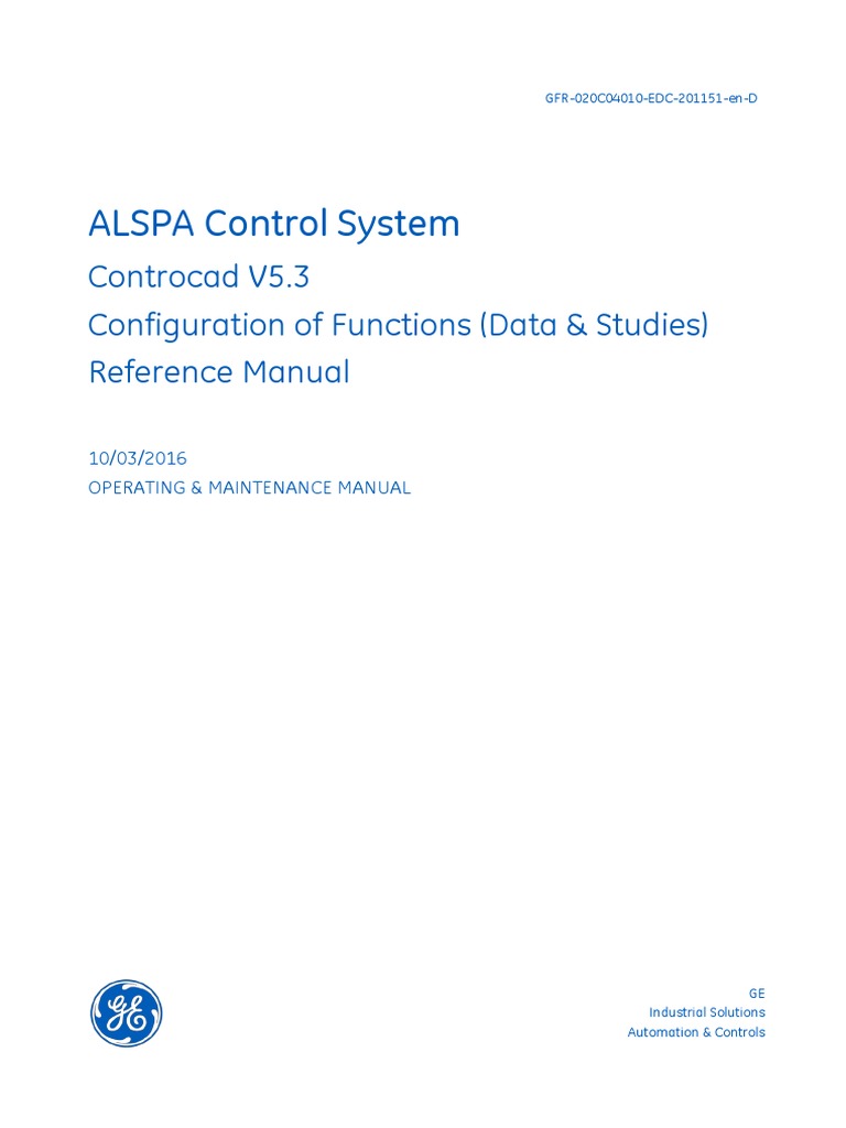 ALSPA Control System Controcad V5.3 Configuration of Functions ...