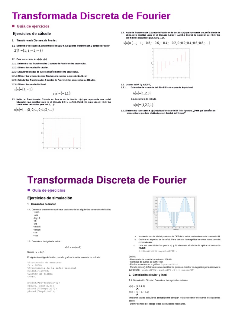 Transformada Discreta de Fourier Ejercicios | PDF | Transformada discreta de Fourier ...