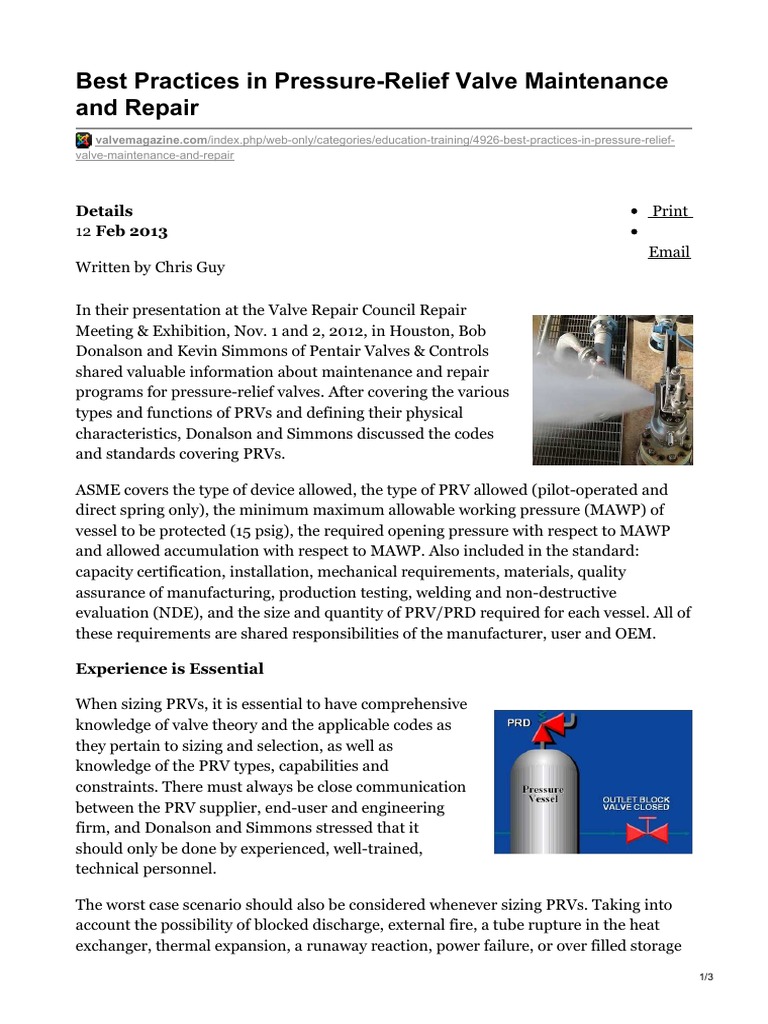 Best Practices for PRV Maintenance | PDF | Valve | Mechanical Engineering