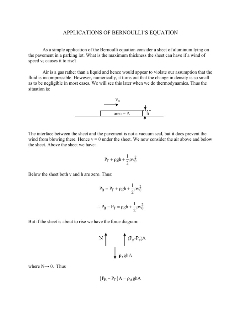Bernoulli's Equation Applications Explained | PDF | Fluid Dynamics ...