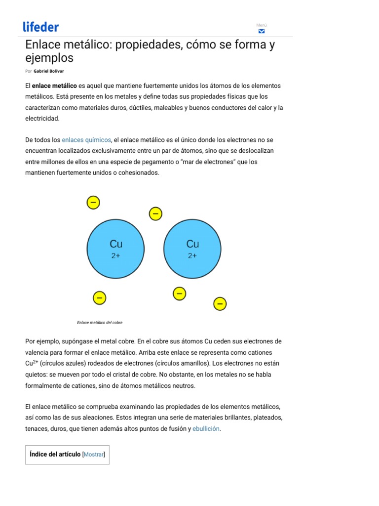 Enlace Metálico - Propiedades, Cómo Se Forma y Ejemplos | PDF | Rieles | Enlace químico